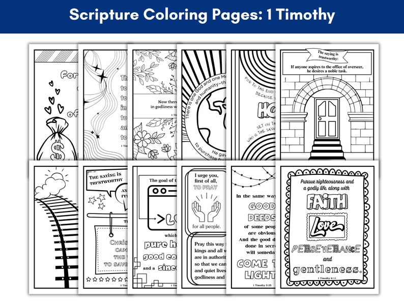 1 Timothy Scripture Coloring Pages: Sunday School Activities - Etsy