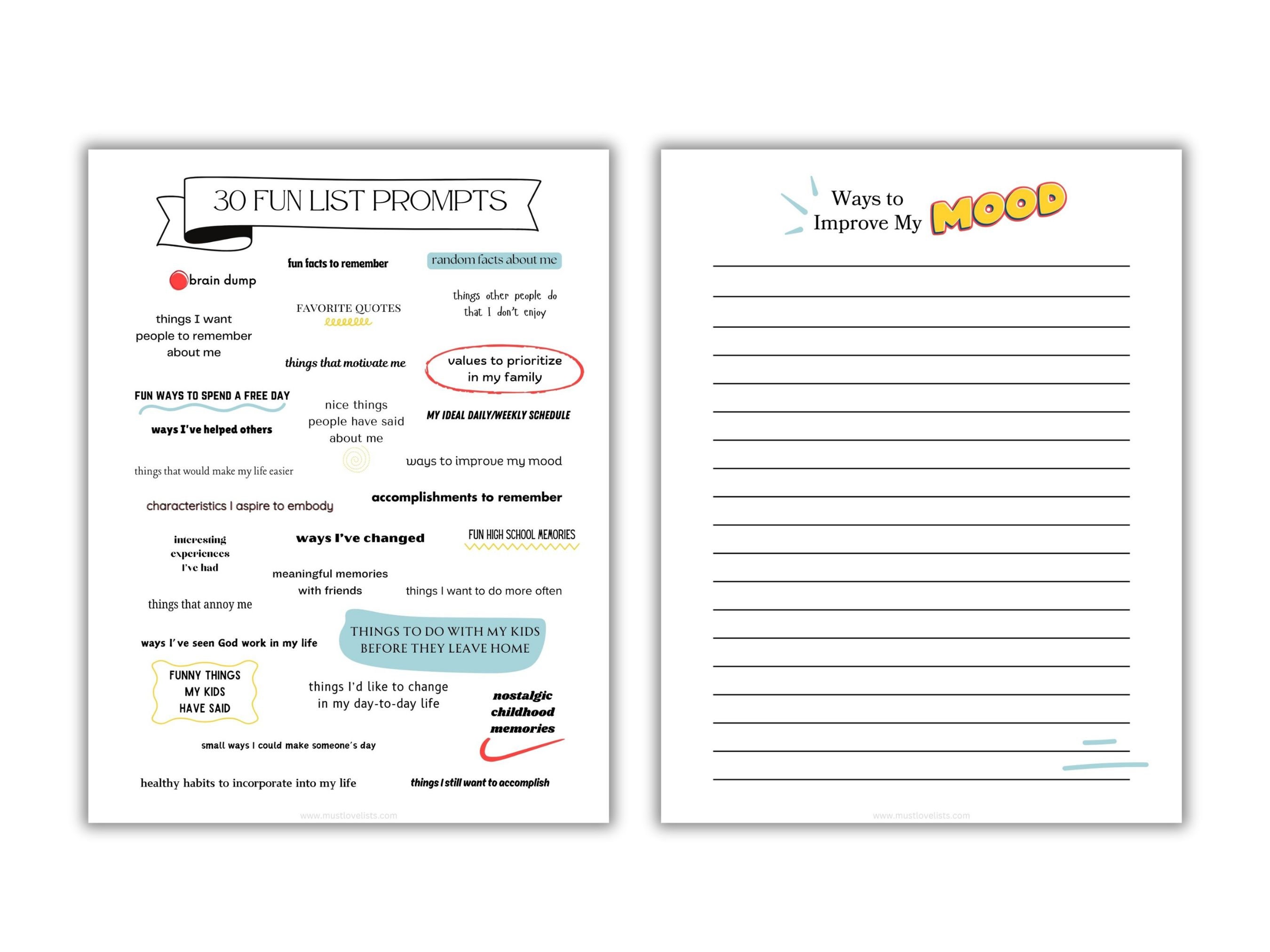 30-day List Challenge: Fun Daily Journal Prompts (PDF) - Etsy