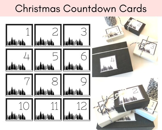 Christmas Countdown Cards | Simple Christmas Advent Cards | Christmas ...