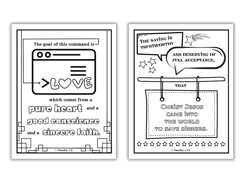1 Timothy Scripture Coloring Pages: Sunday School Activities - Etsy