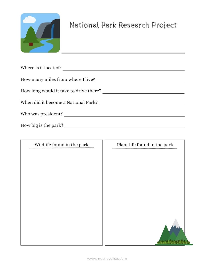 National Park Research Project: Homeschool Learning (PDF Download) - Etsy