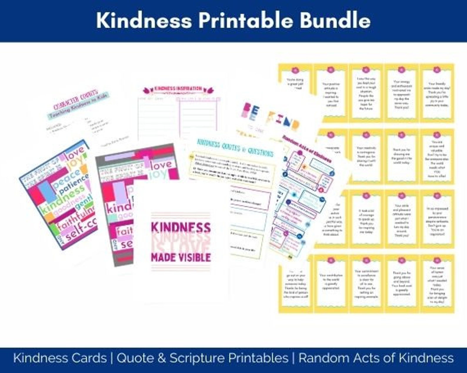 Kindness Printable Bundle, Random Acts of Kindness, Kindness Scripture ...