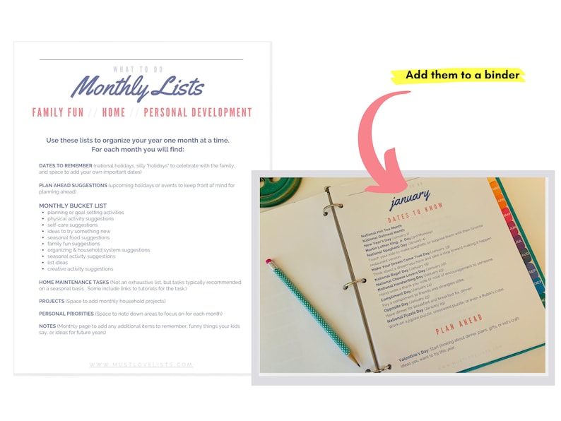 Monthly Planning Lists: Fun Holidays, Seasonal Activity Lists (PDF ...
