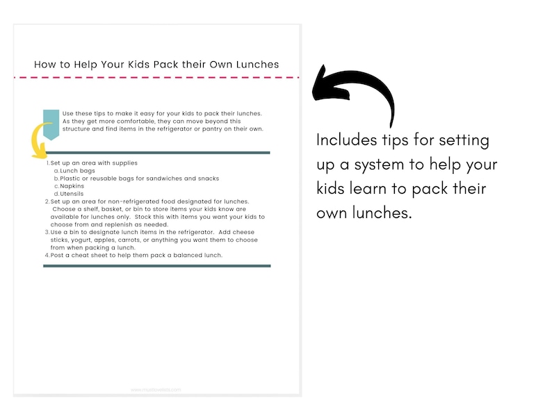 Kids Lunch Checklist: Healthy Lunch Packing Guide (editable PDF) - Etsy
