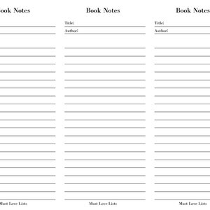 Book Notes Bookmarks, Note-taking Printable Bookmark - Etsy