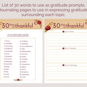 30 Days of Thankful Printable, Gratitude Prompts, Gratitude Journal - Etsy