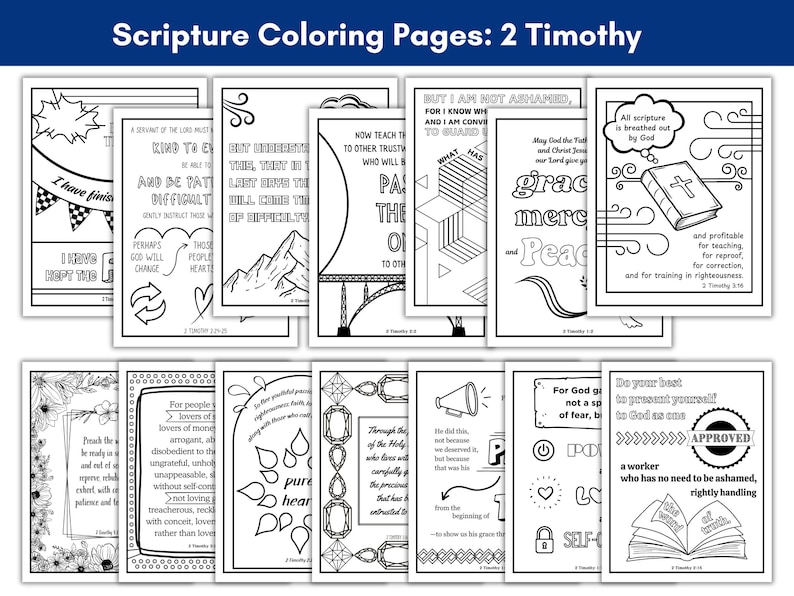 2 Timothy Scripture Coloring Pages: Sunday School Activities (PDF) - Etsy