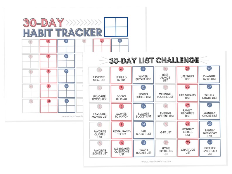 30-day Challenge Tracker: Habit & Fitness (PDF Download) - Etsy