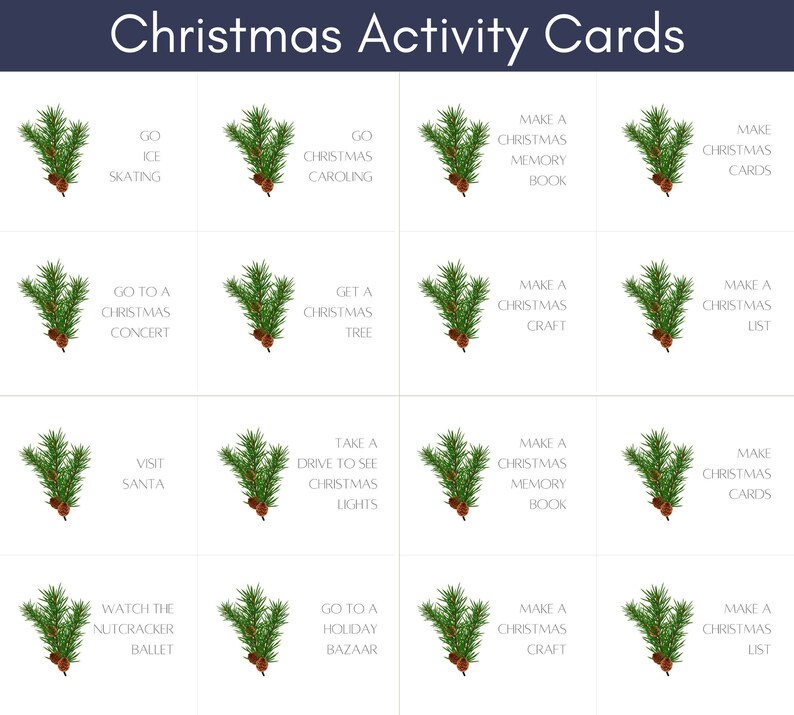 Christmas Fun List | Christmas Activity Cards | Advent Activities - Etsy