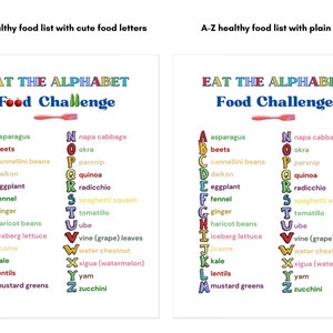 Eat the Alphabet Healthy Food Challenge: A-Z Printable List (digital ...