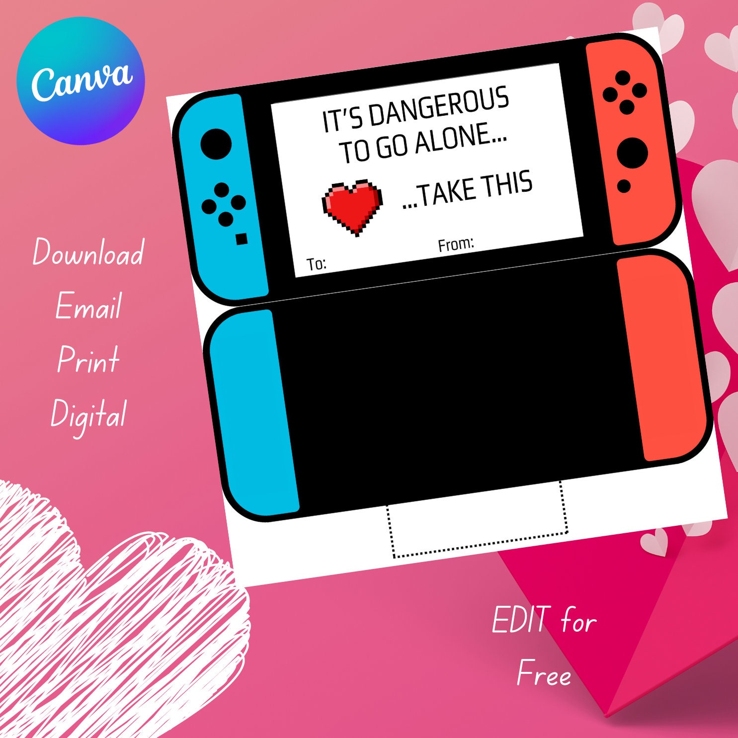 Video Game Valentines DIY Printable Editable Instant Digital Download ...
