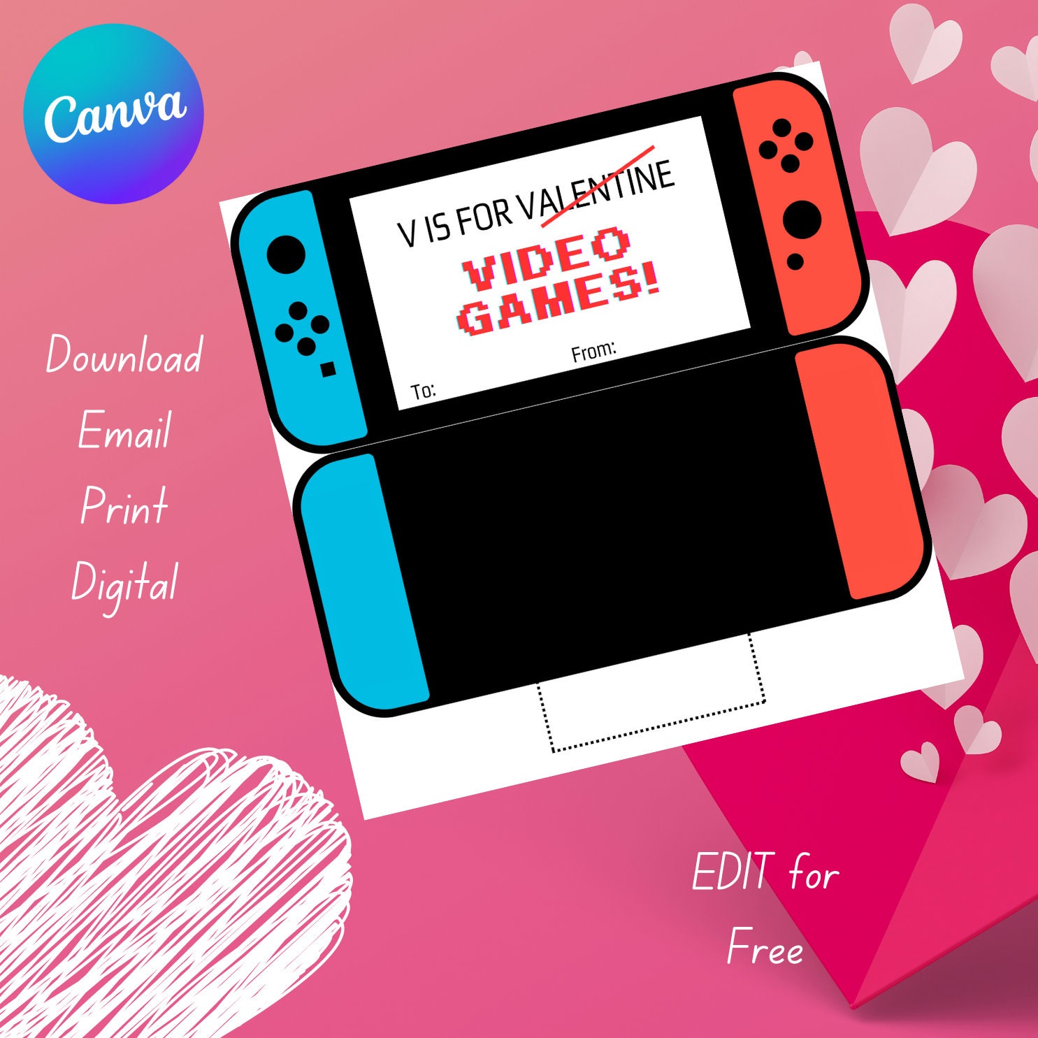 Video Game Valentines DIY Printable Editable Instant Digital Download ...