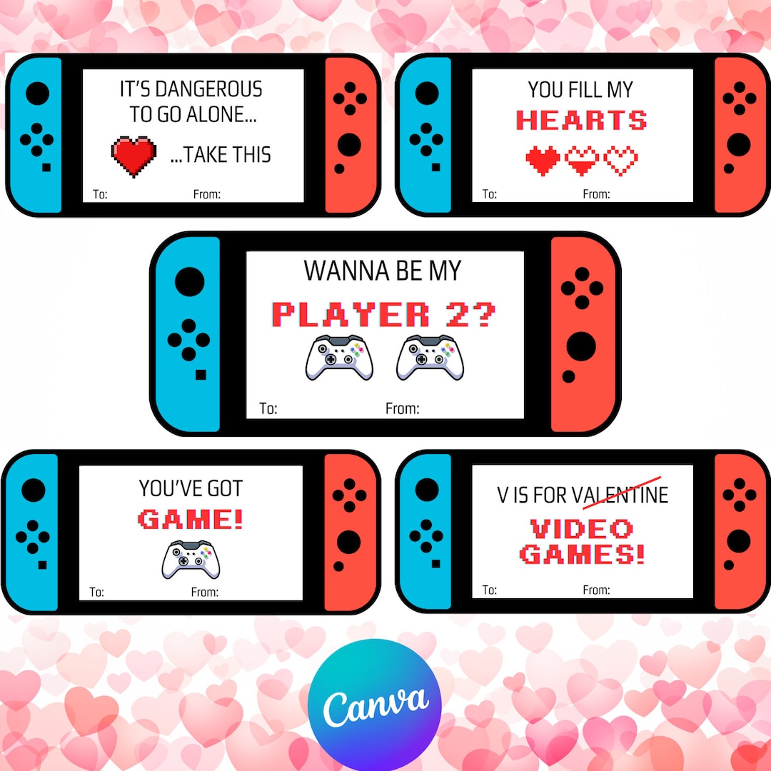 Video Game Valentines DIY Printable Editable Instant Digital Download ...
