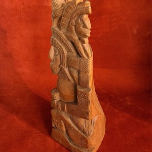 Vintage Hand Carved Aztec Tiki God Totem Solid Wood Statue 14" - Etsy