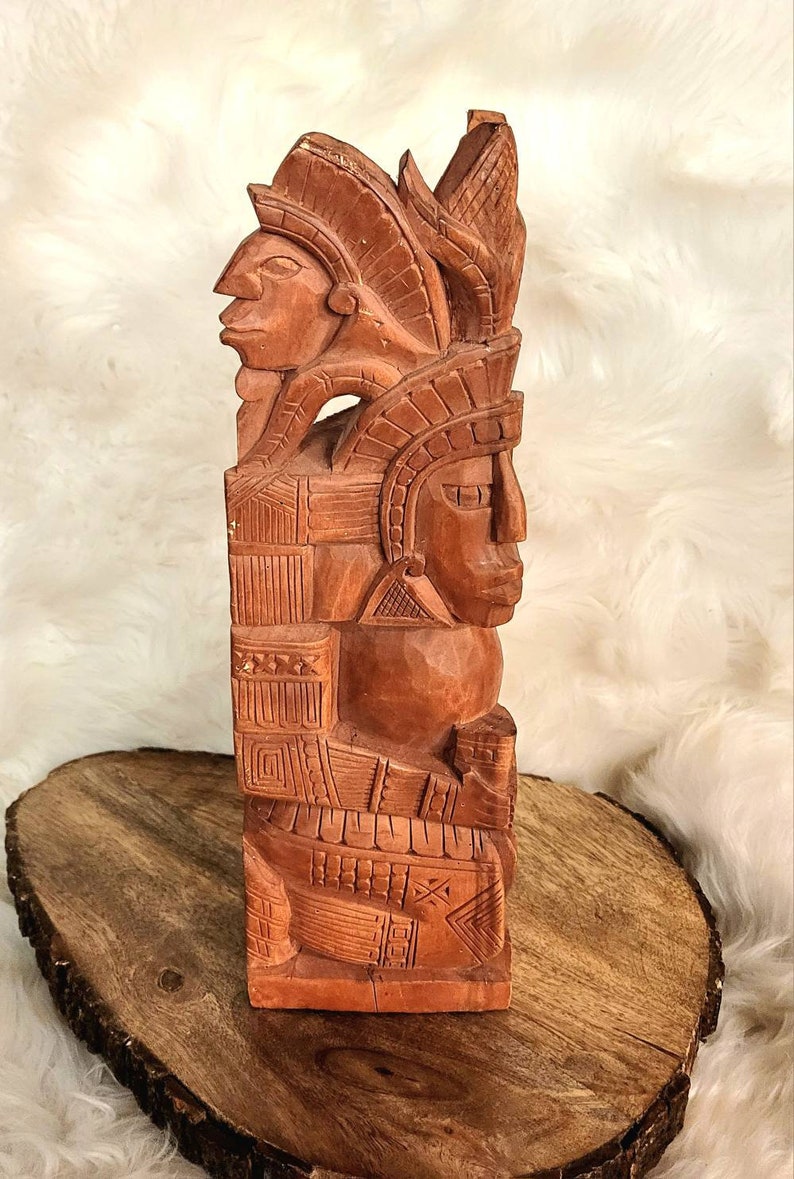 Vintage Hand Carved Aztec Tiki God Totem Solid Wood Statue - Etsy