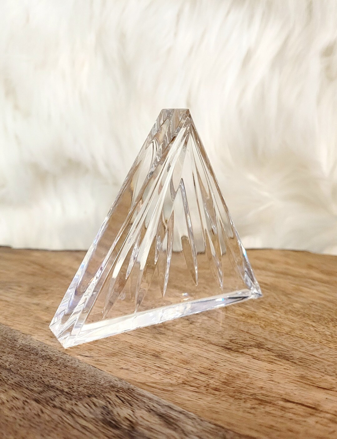 Vintage WATERFORD Crystal Triangle Pyramid Paperweight - Etsy