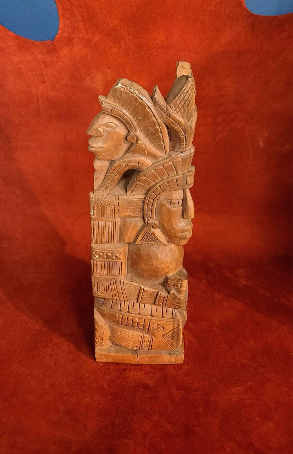 Vintage Hand Carved Aztec Tiki God Totem Solid Wood Statue - Etsy