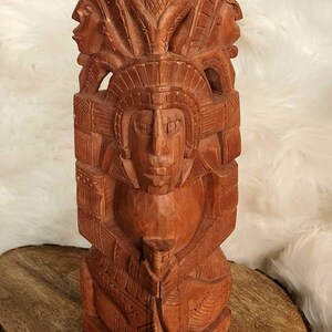 Vintage Hand Carved Aztec Tiki God Totem Solid Wood Statue 14" - Etsy