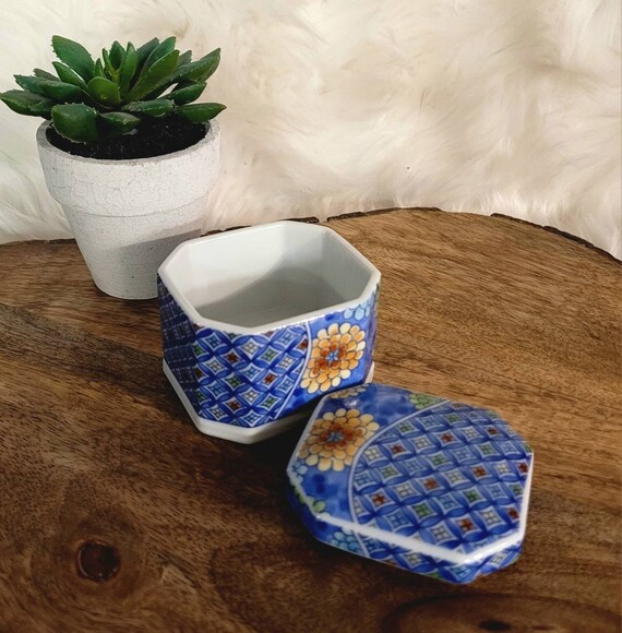 Vintage ASHIBI Japan Porcelain Floral Art Trinket Jew… - Gem