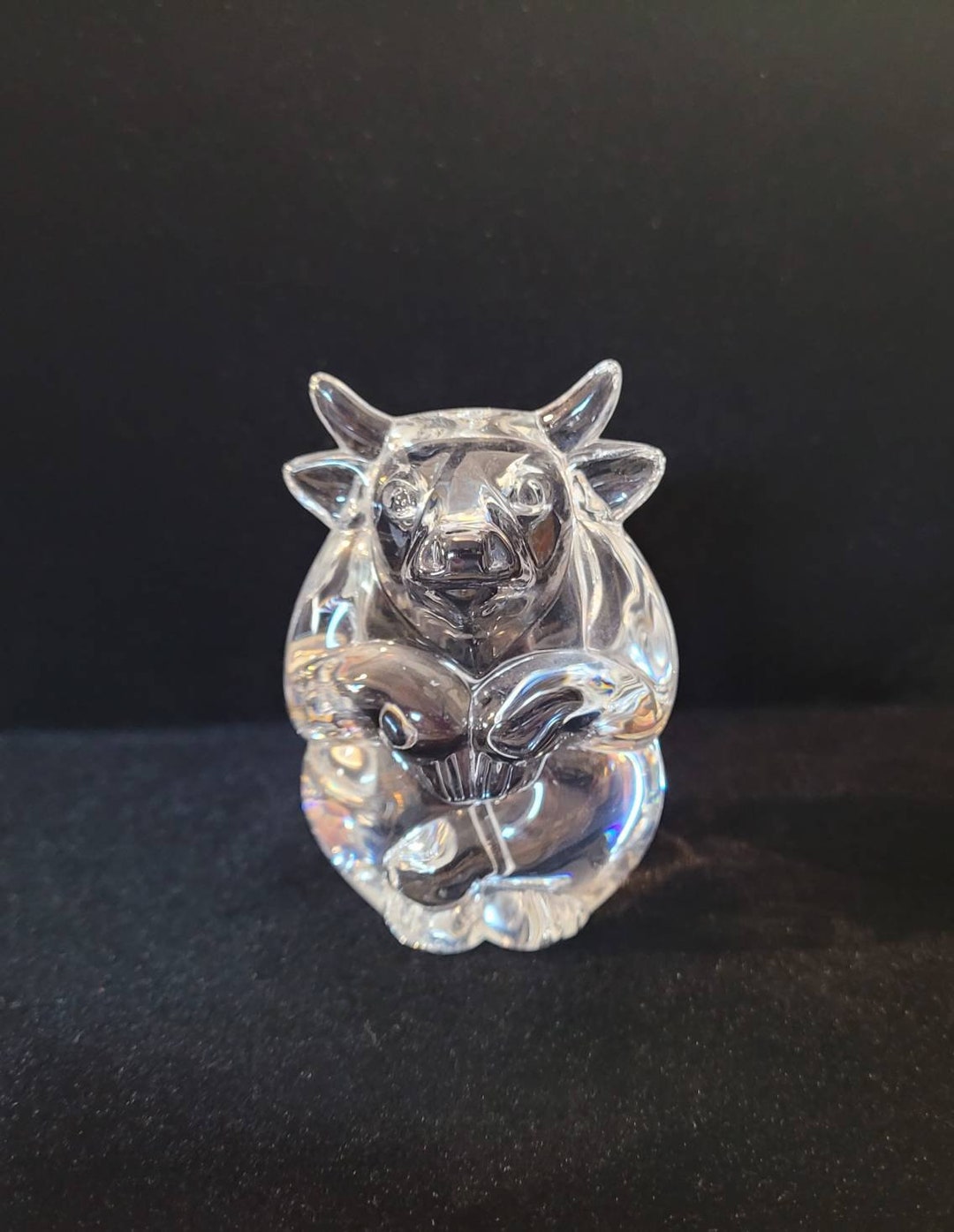 Vintage STUEBEN Crystal Art Glass Bull Figurine Paperweight - Etsy