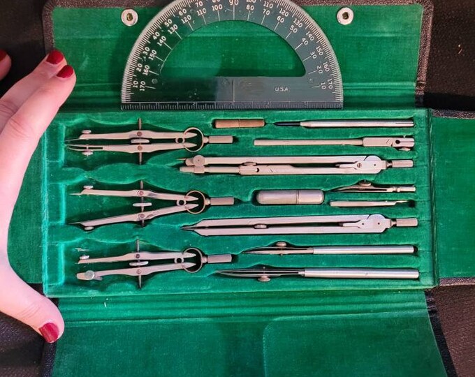 Vintage Drafting Tool Set Meisel Germany Drawing Instruments Industrial ...