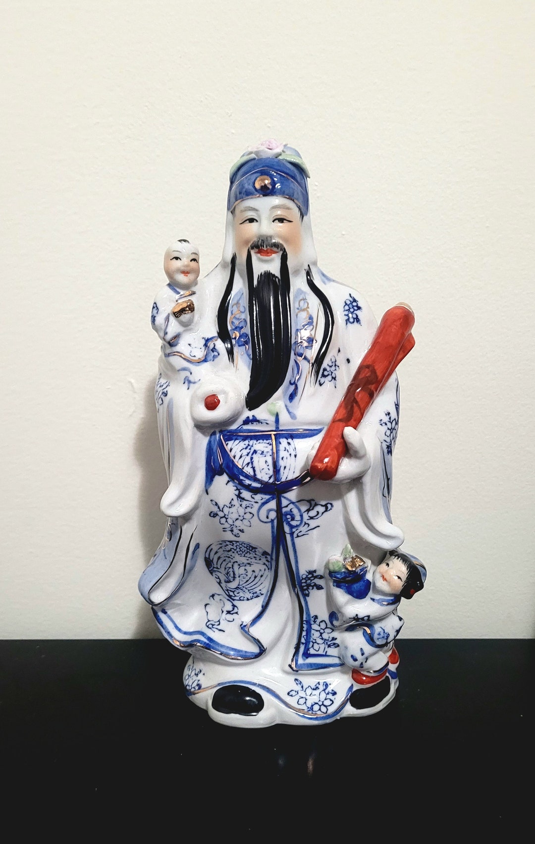 Vintage Fu Xing "god of Happiness" Ceramic Sculpture 9.5" Tall - Etsy