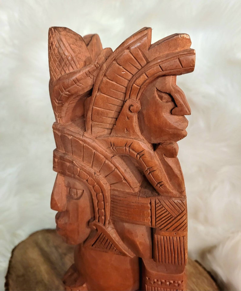 Vintage Hand Carved Aztec Tiki God Totem Solid Wood Statue - Etsy