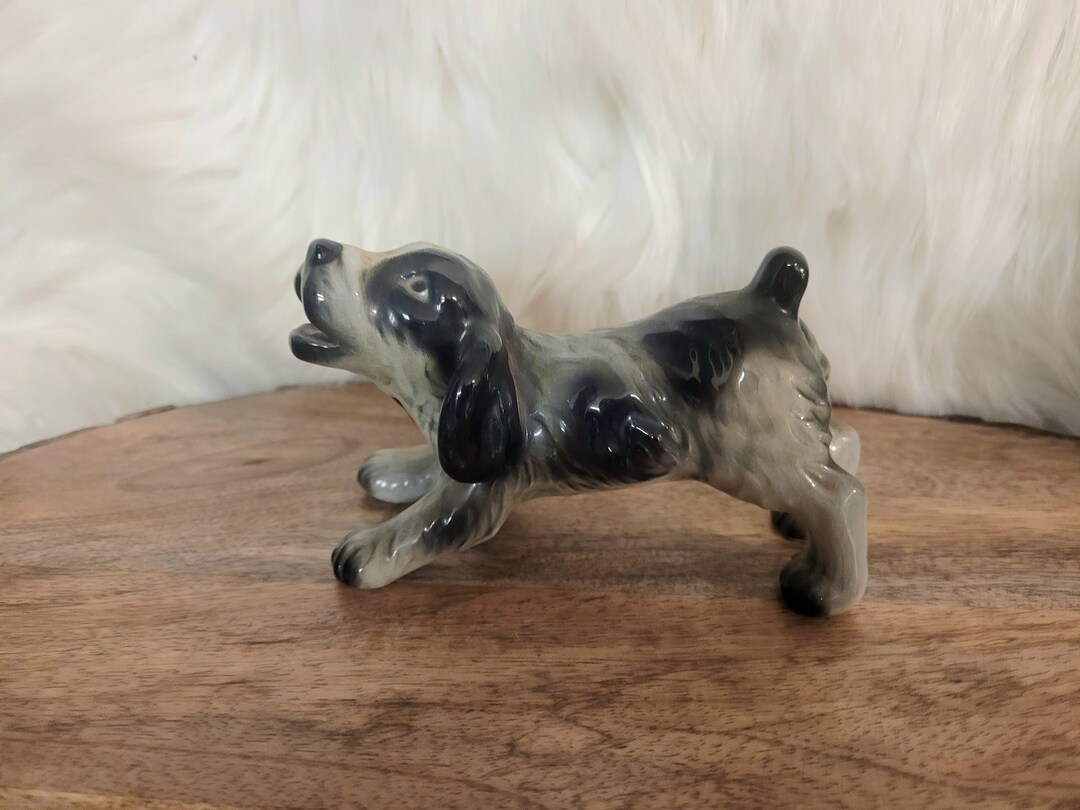 Vintage GOEBEL West Germany Porcelain Black and White Spaniel Dog ...