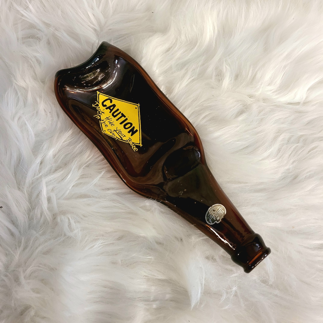 Vnt Houze Art Melted Glass Beer Bottle: Caution Don't Hide Your Booze ...