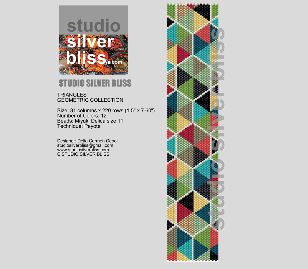 TRIANGLES - Geometric Design Peyote Stitch Pattern for Miyuki Delica ...