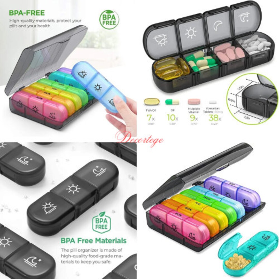 7 Days Pill Medicine Box Weekly Tablet Holder Storage - Etsy