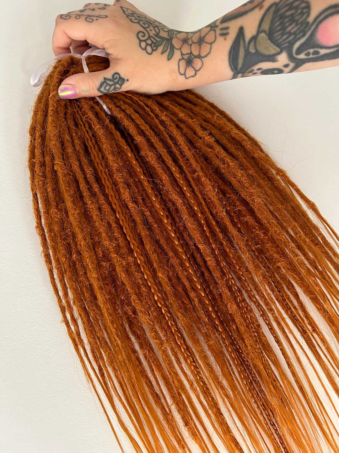 Set of Red De Dreadlocks Extension, Synthetic Hair, Orange Double Ended ...