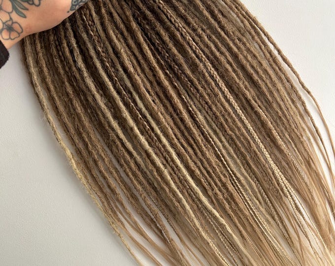 DE Dreadlocks, Brown and Blonde Ombre Dreads , Faux Dreadlocks, Hair Extension, Crochet Dreads ...