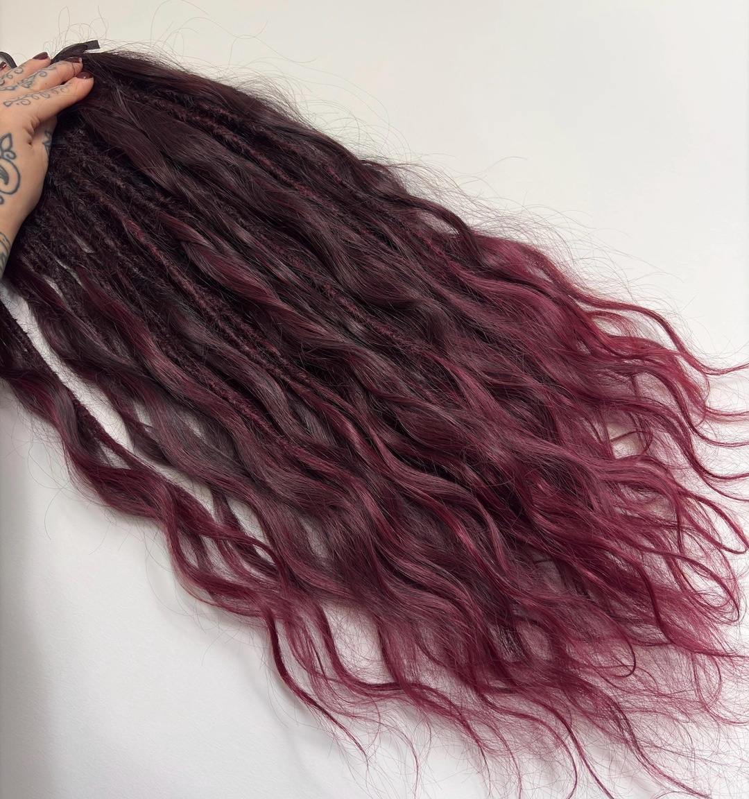 DE Dreadlocks Black and Red Ombre, Synthetic Dreadlocks, Wavy Dread ...