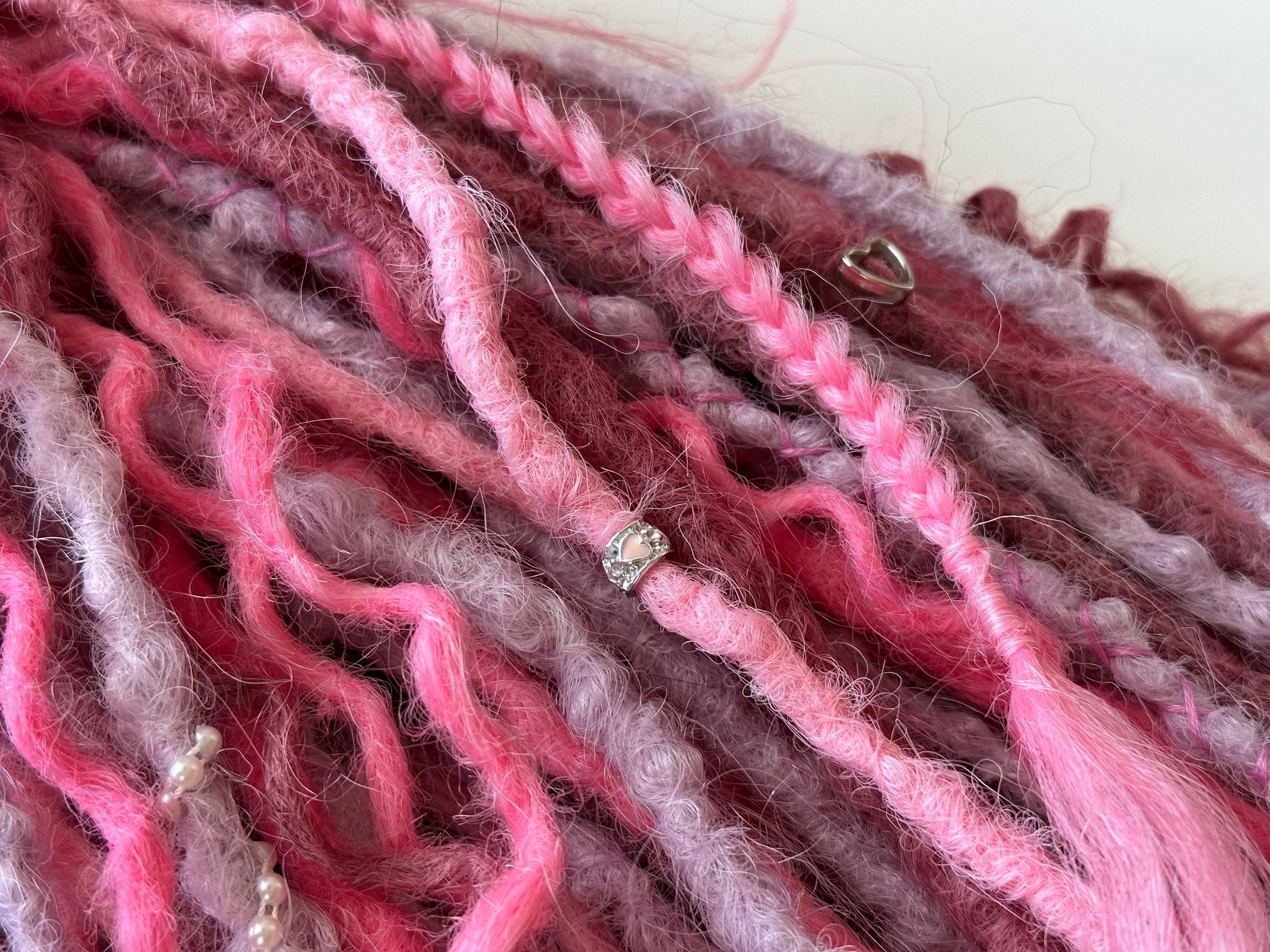 Pink Viking Mix DE Dreads, Synthetic DE Soft Dreadlocks Set, Combined ...