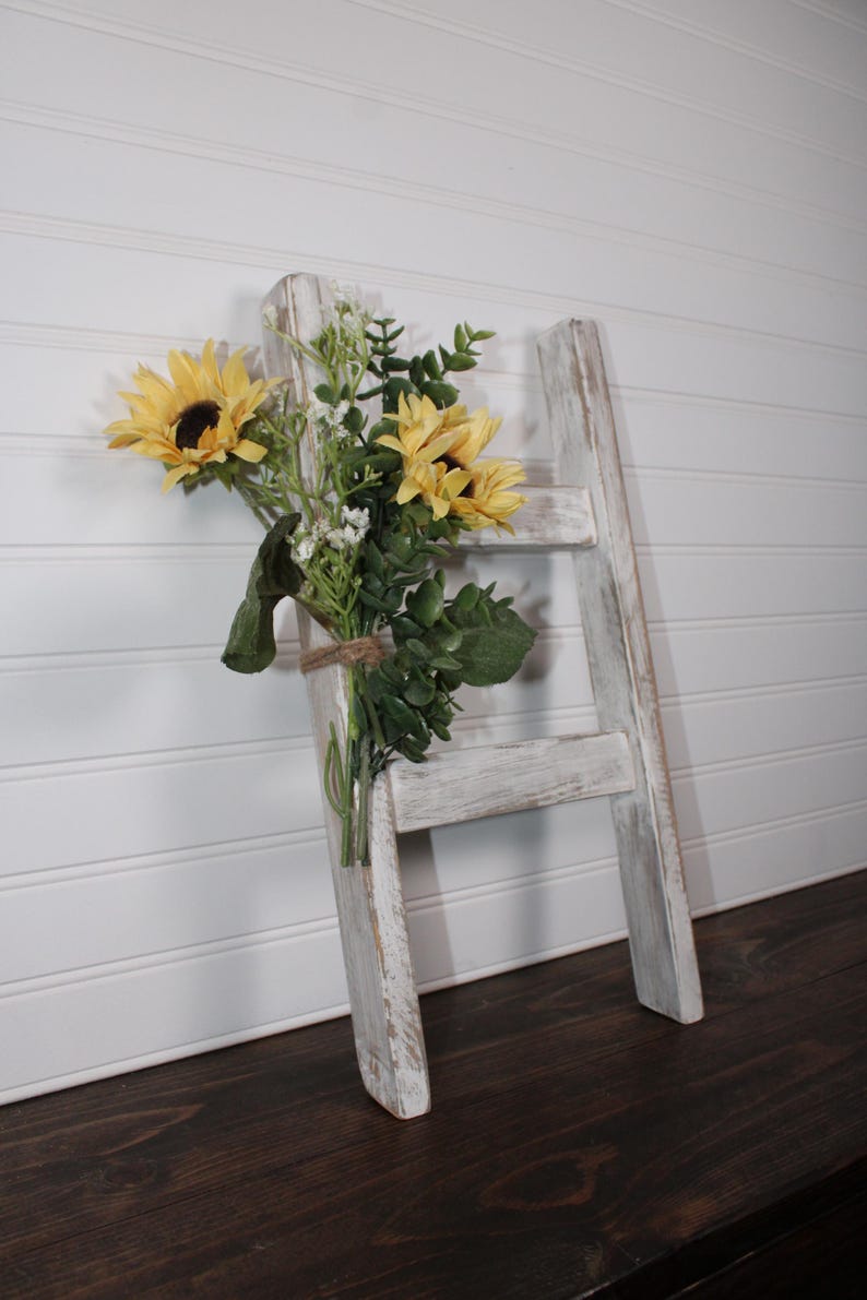Sunflower Mini Ladder, Ladder Home Decor, Spring Home Decor, Mini ...