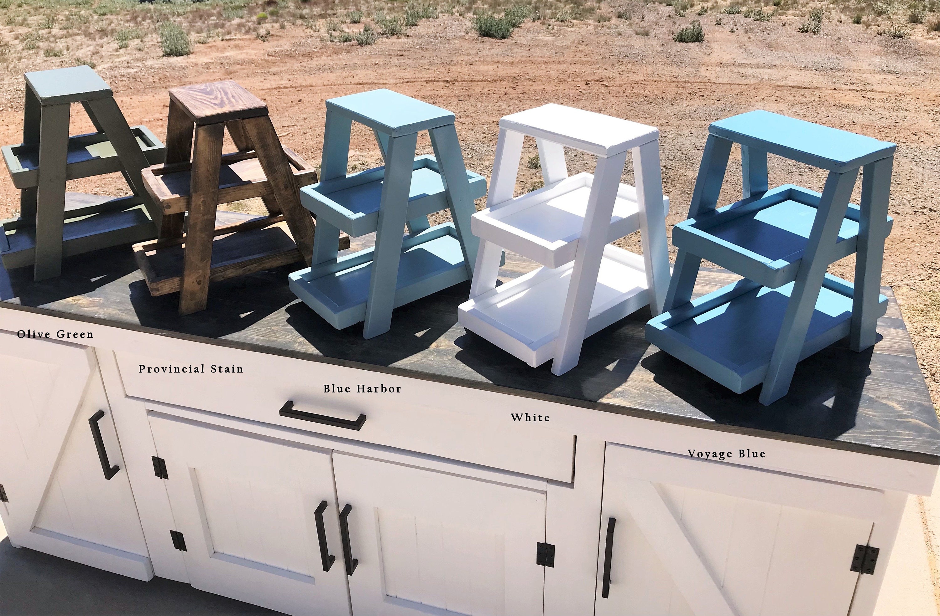 Counter Top Ladder Shelf, Tiered Tray, Display Shelf, Kitchen Organizer ...