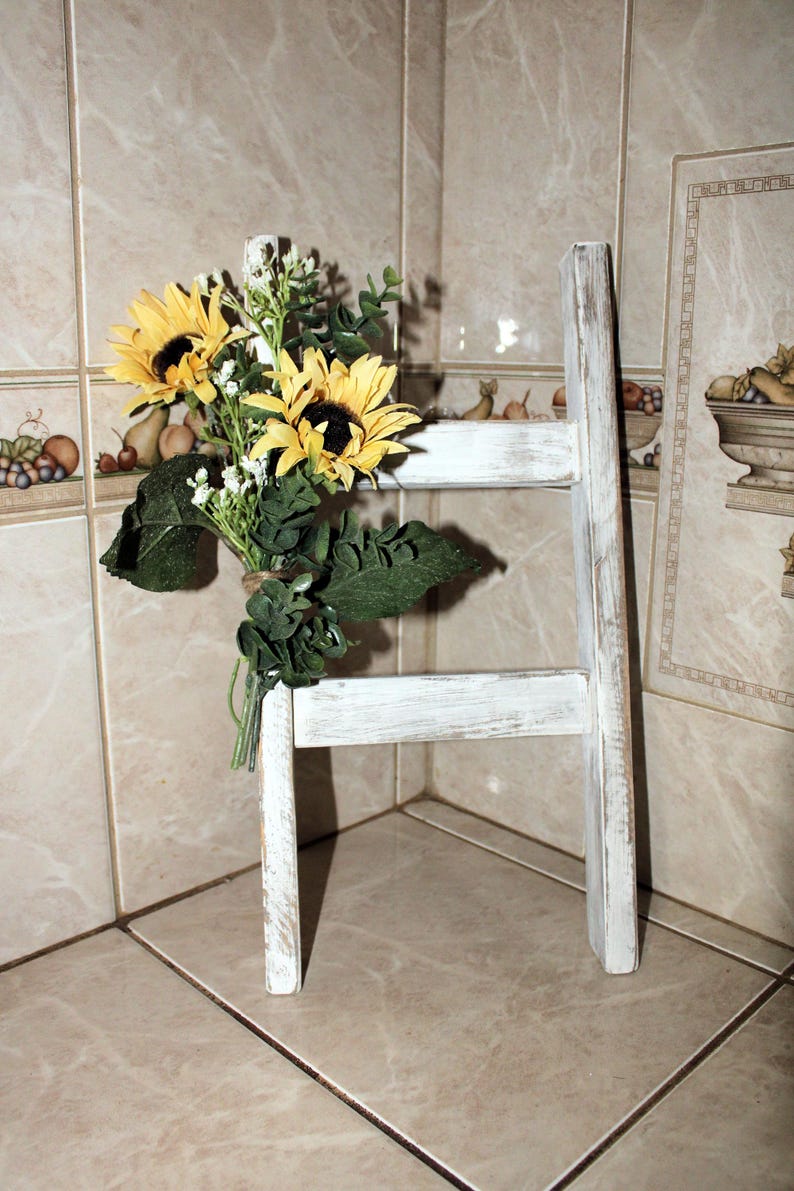 Sunflower Mini Ladder, Ladder Home Decor, Spring Home Decor, Mini ...