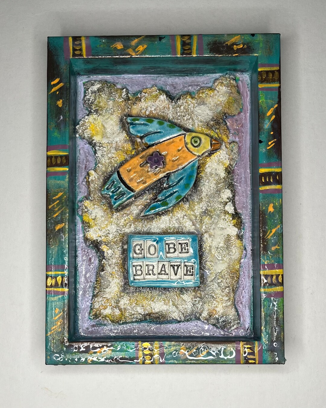 Original Handmade Mixed Media Wall Box Go Be Brave Quote - Etsy