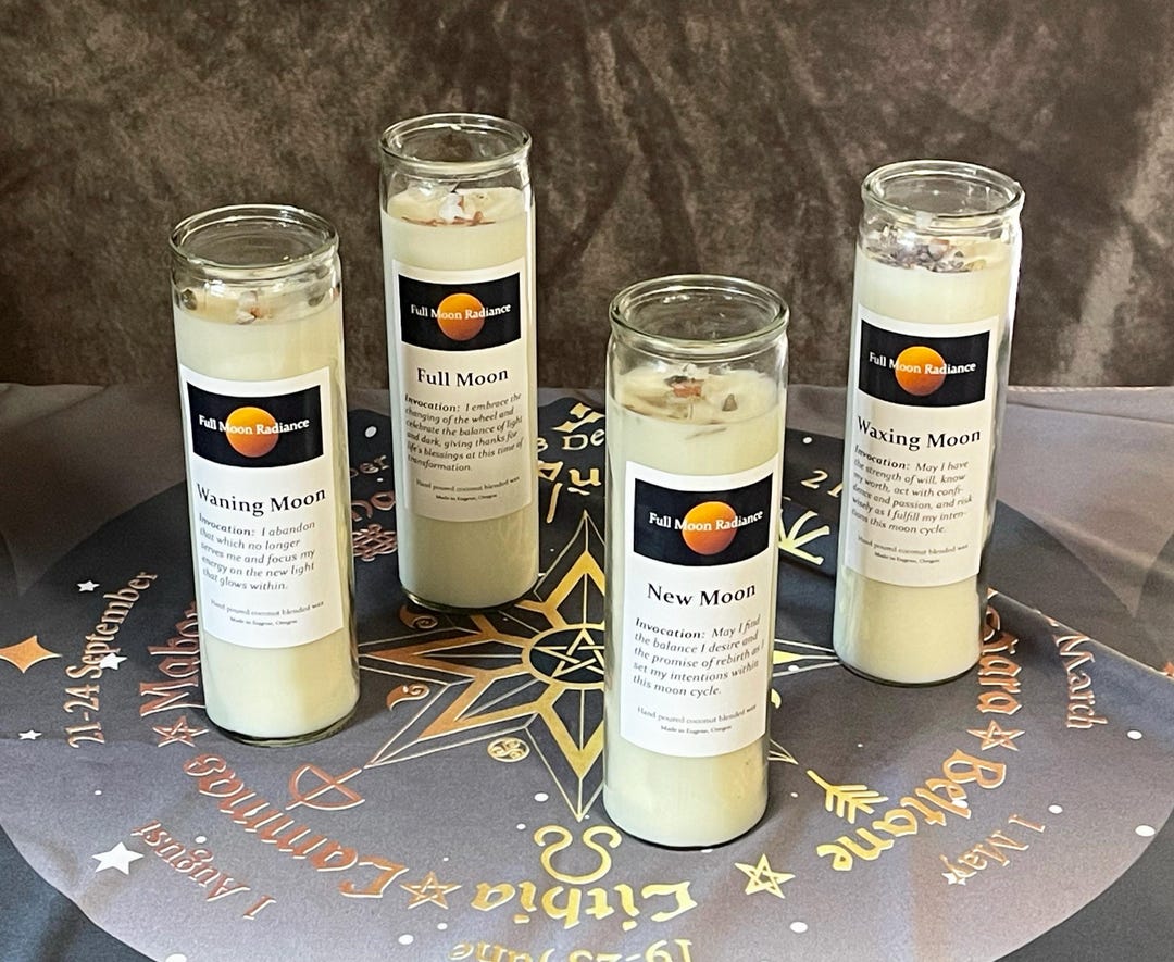 Moon Phase Ritual Set With 7 Day Candles for Magic and Manifestation - Etsy