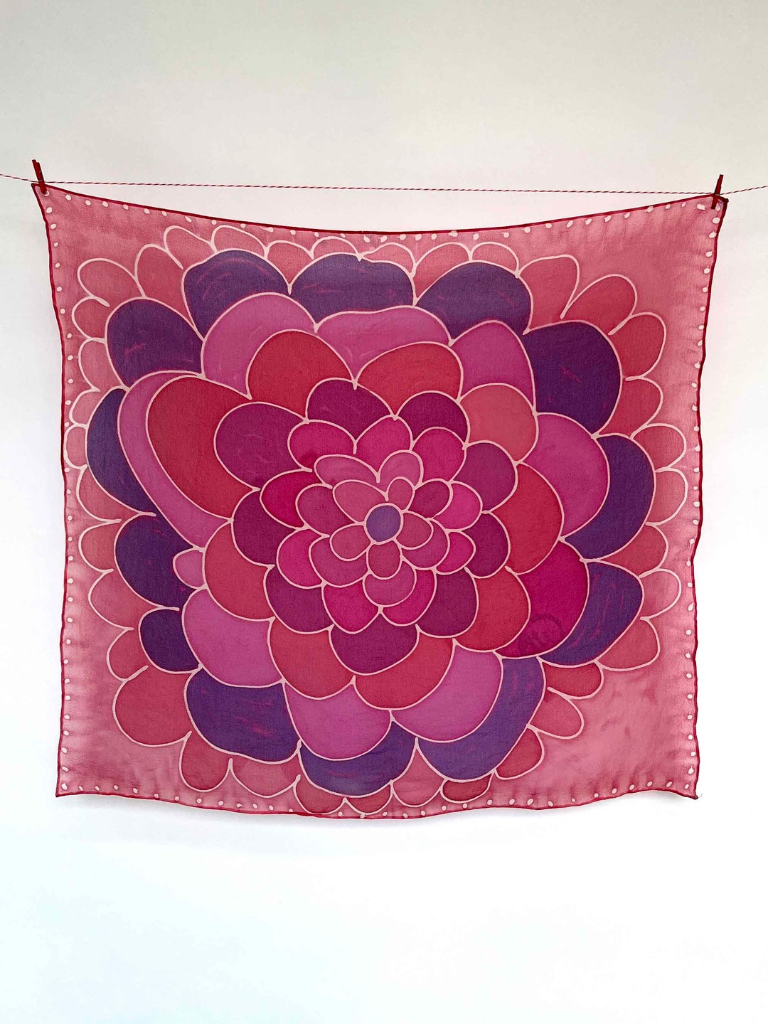 Angie: Bright Playful Flower Scarf, Cute Silk Chiffon Bandana, Pink ...