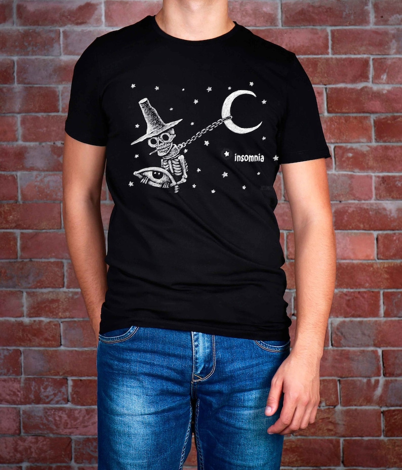 INSOMNIA T Shirt UNISEX Goth Style, Dark, Rockabilly Skull Cotton Tee ...