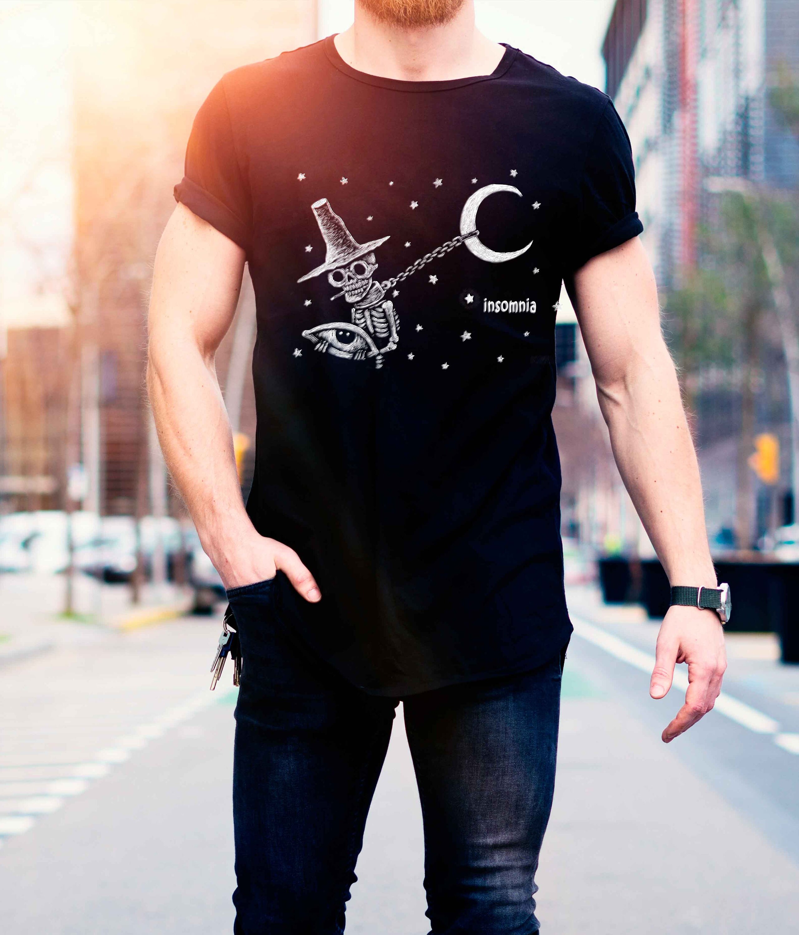 INSOMNIA T Shirt UNISEX Goth Style, Dark, Rockabilly Skull Cotton Tee ...