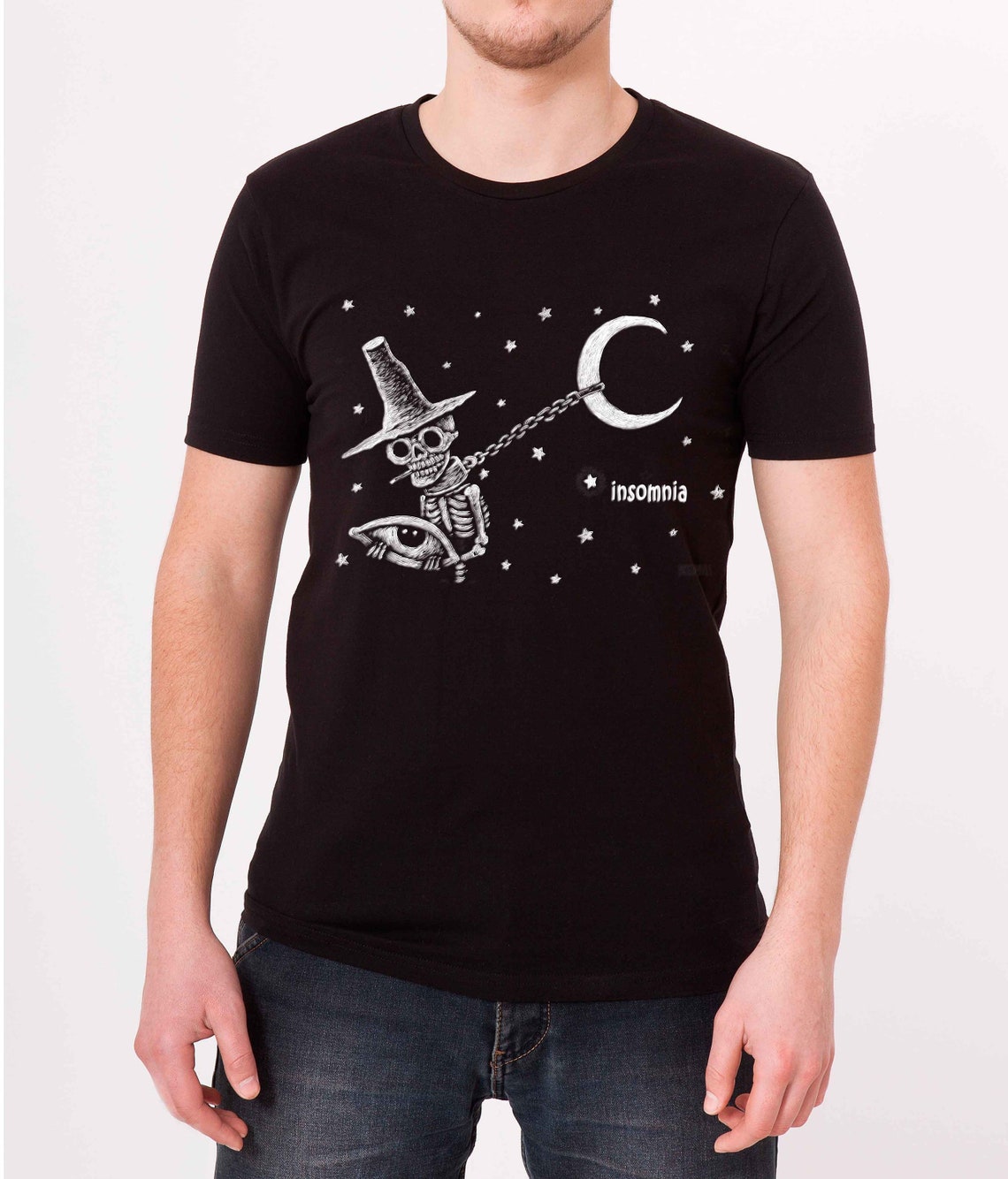 INSOMNIA T Shirt UNISEX Goth Style, Dark, Rockabilly Skull Cotton Tee ...