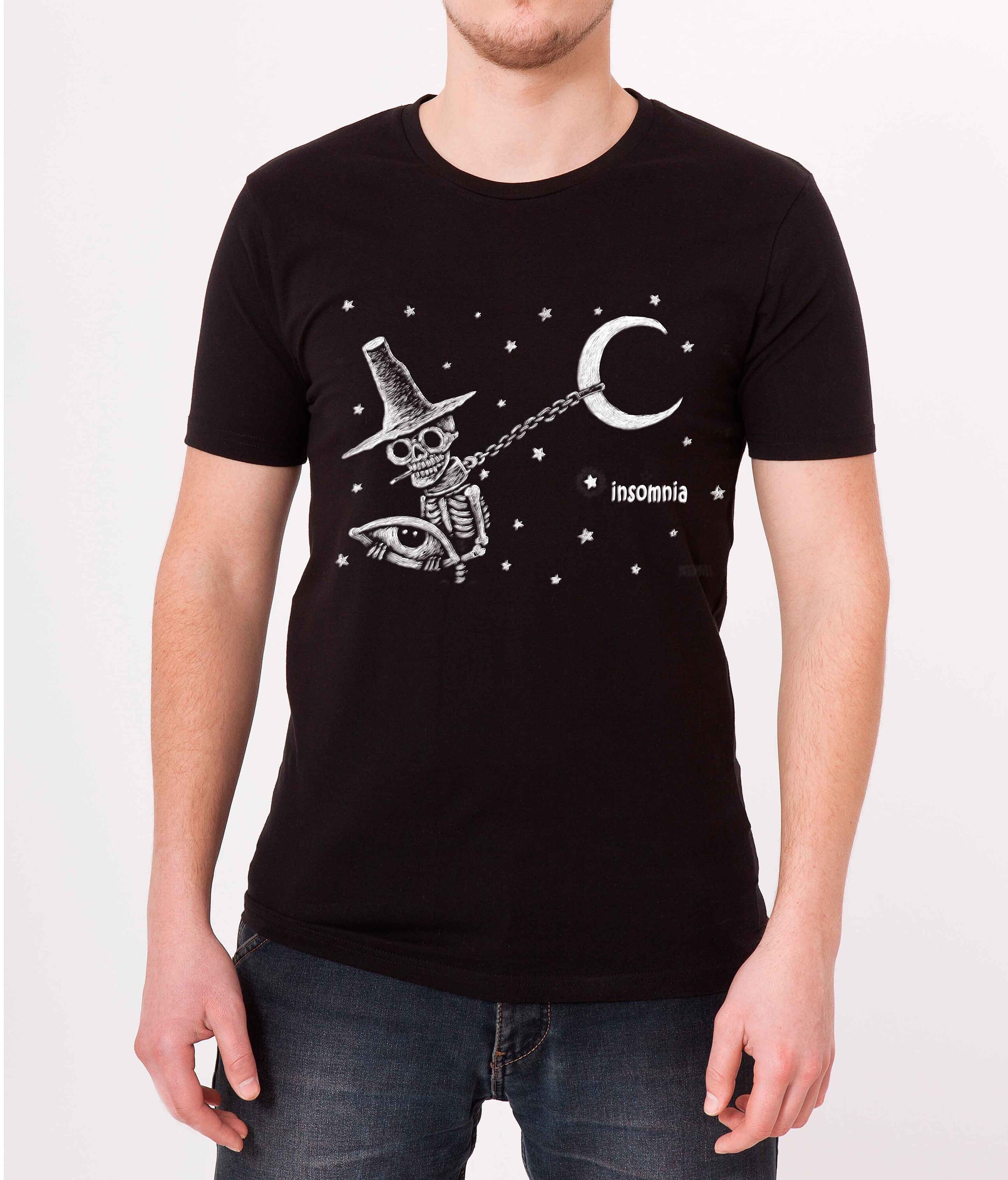 INSOMNIA T Shirt UNISEX Goth Style, Dark, Rockabilly Skull Cotton Tee ...