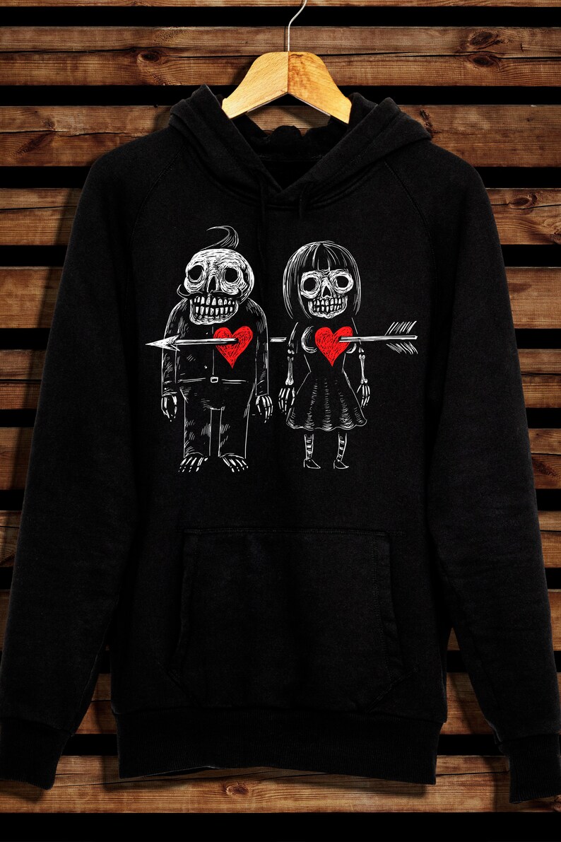 Graphic Hoodie Skulls In Love Valentines T Unisex Sweatshirt Day Of