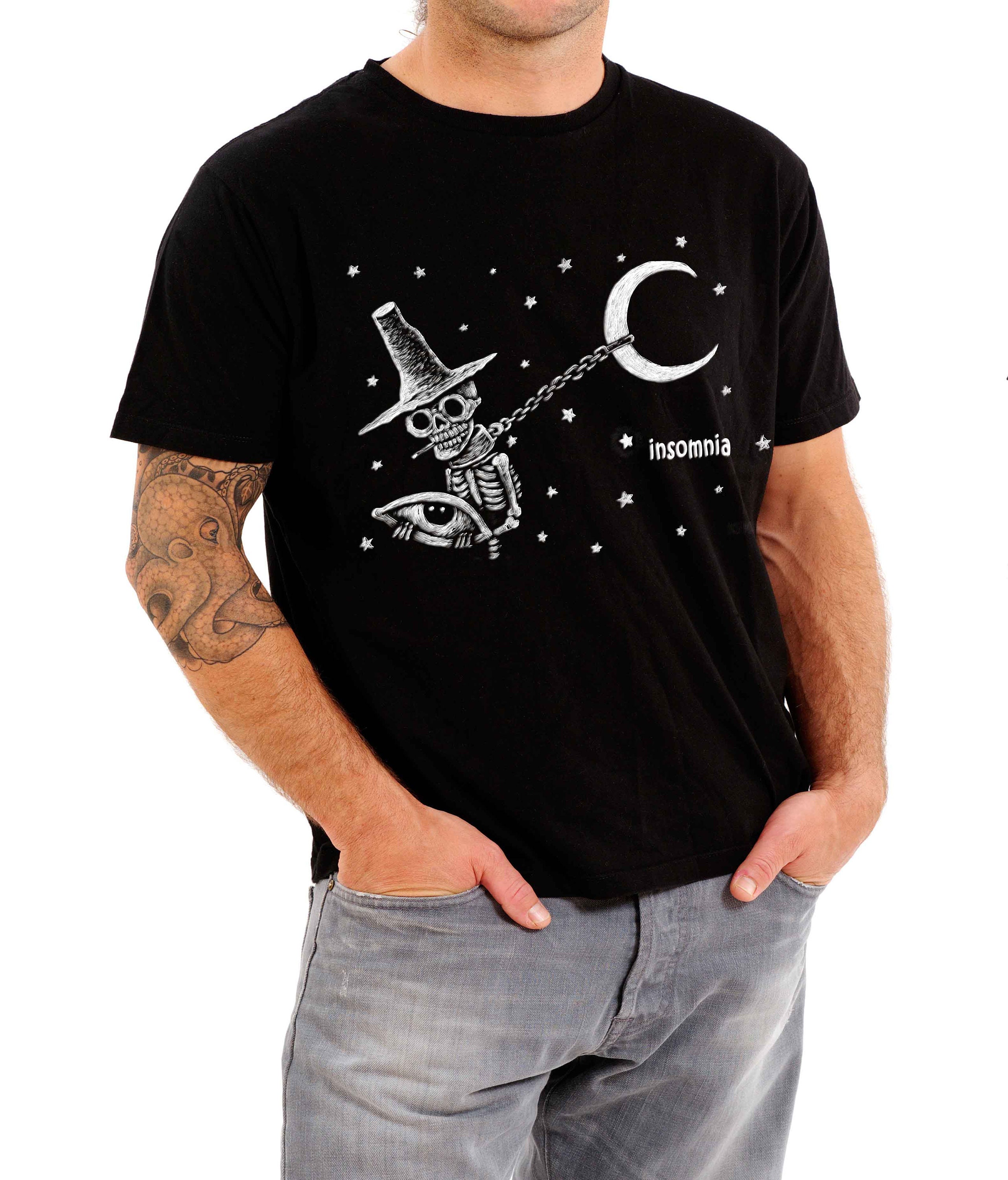 INSOMNIA T Shirt UNISEX Goth Style, Dark, Rockabilly Skull Cotton Tee ...