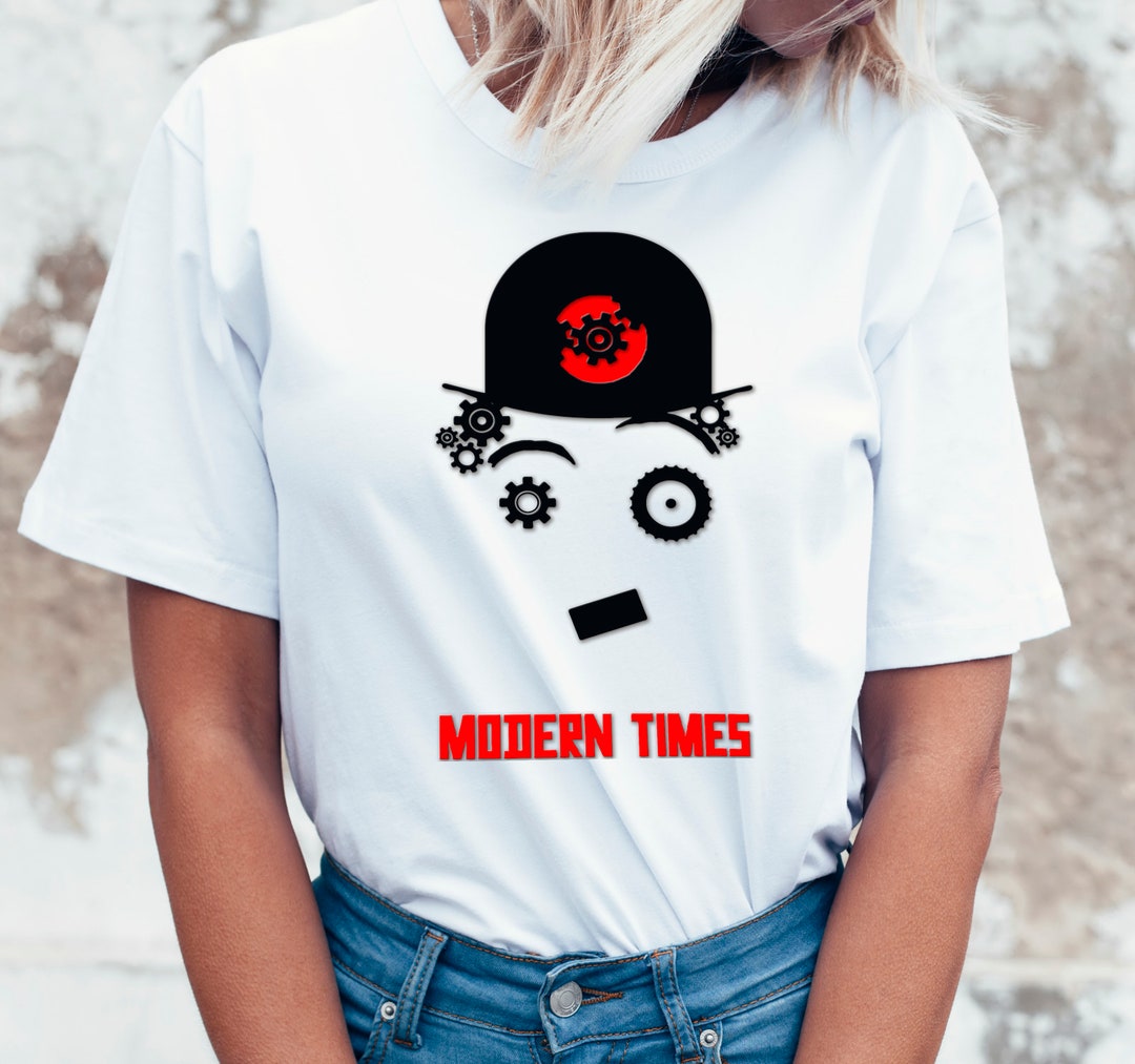 Charlie Chaplin T-shirt MODERN TIMES Silent Movie Vday Gift Graphic Tee ...