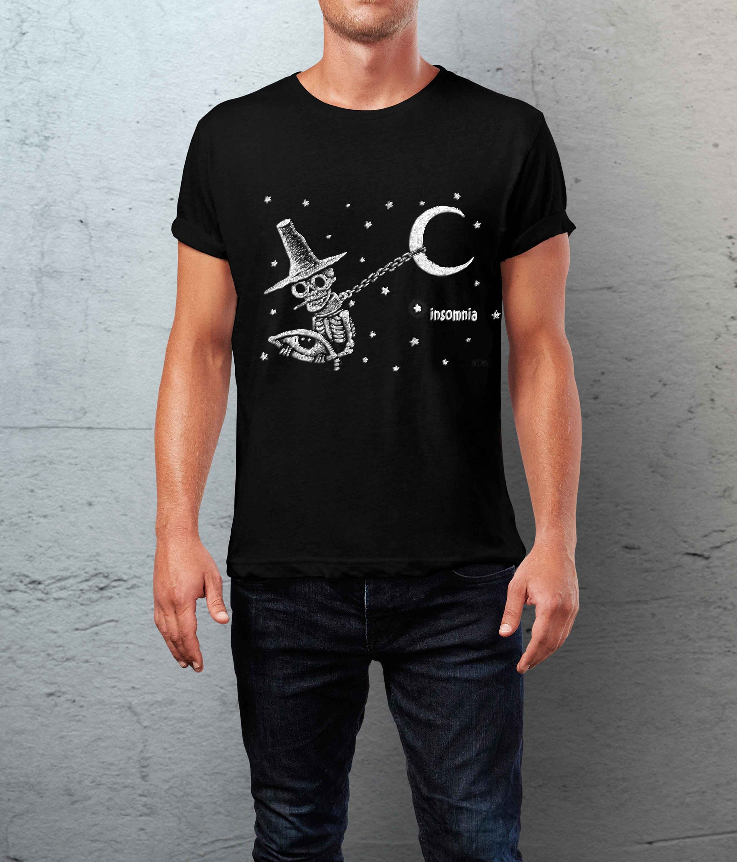 INSOMNIA T Shirt UNISEX Goth Style, Dark, Rockabilly Skull Cotton Tee ...