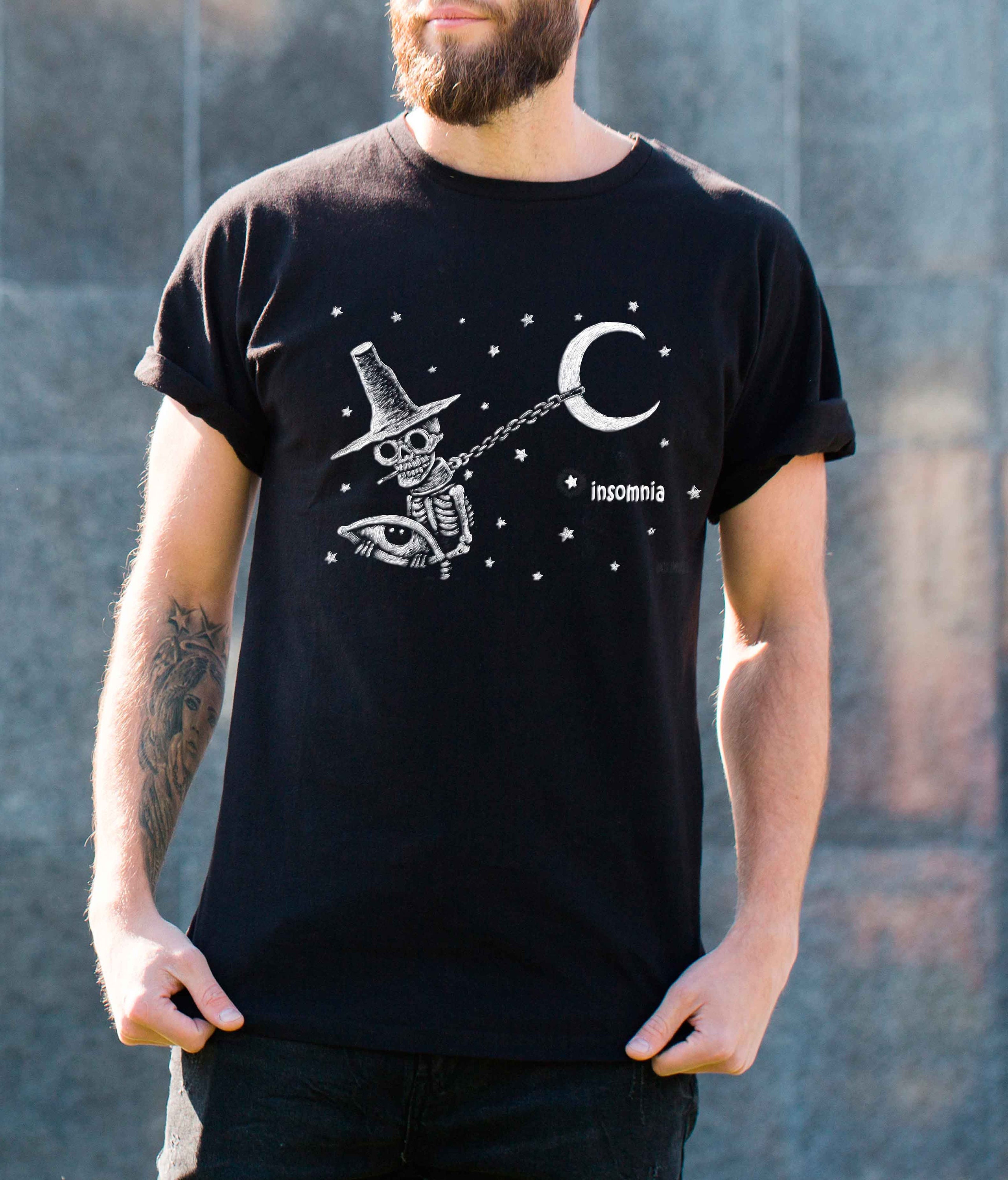 INSOMNIA T Shirt UNISEX Goth Style, Dark, Rockabilly Skull Cotton Tee ...